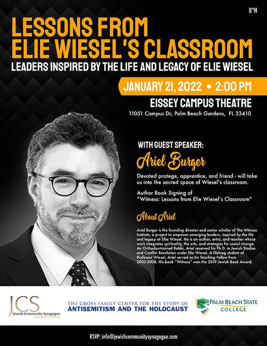 LESSONS FROM ELIE WIESEL’S CLASSROOM, Eissey Campus Theatre, West Palm ...