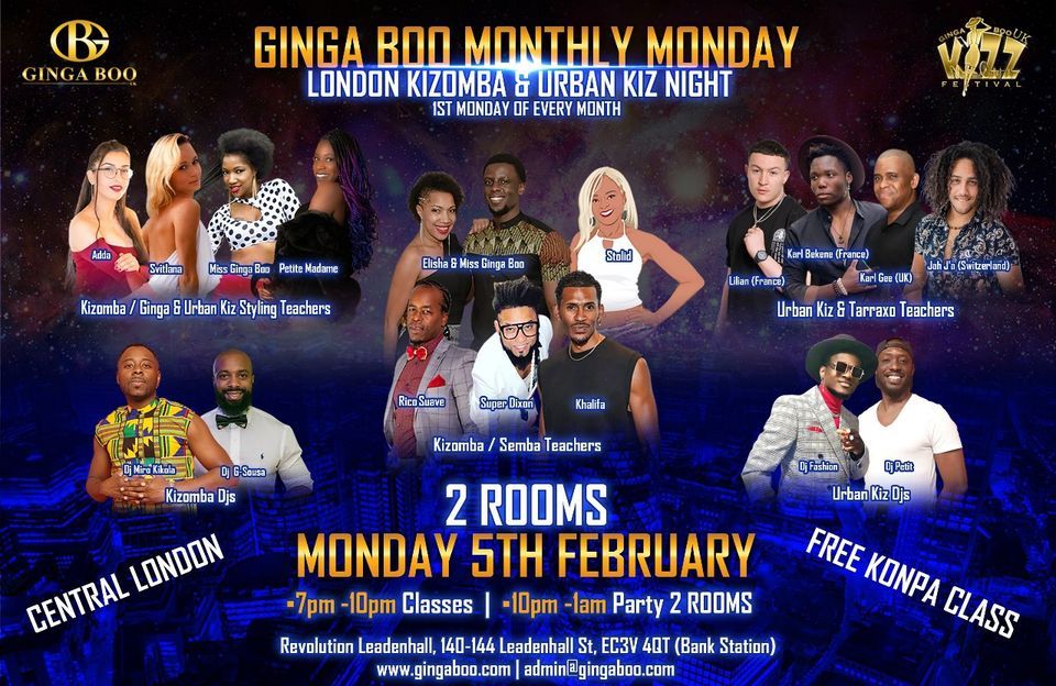 Kizomba & Urban Kiz 2 Rooms | GB Monthly Monday 5th February ...