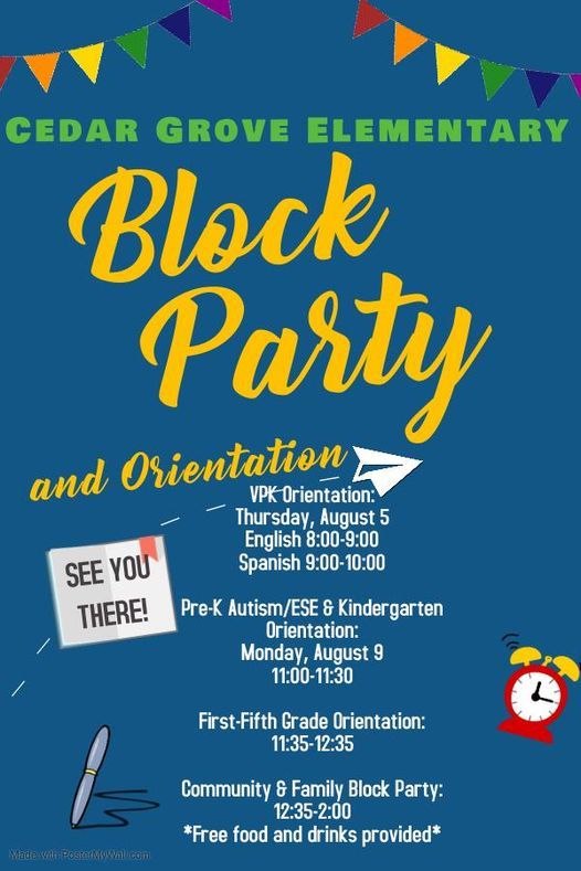Orientation & Block Party, Cedar Grove Elementary School, Panama City ...