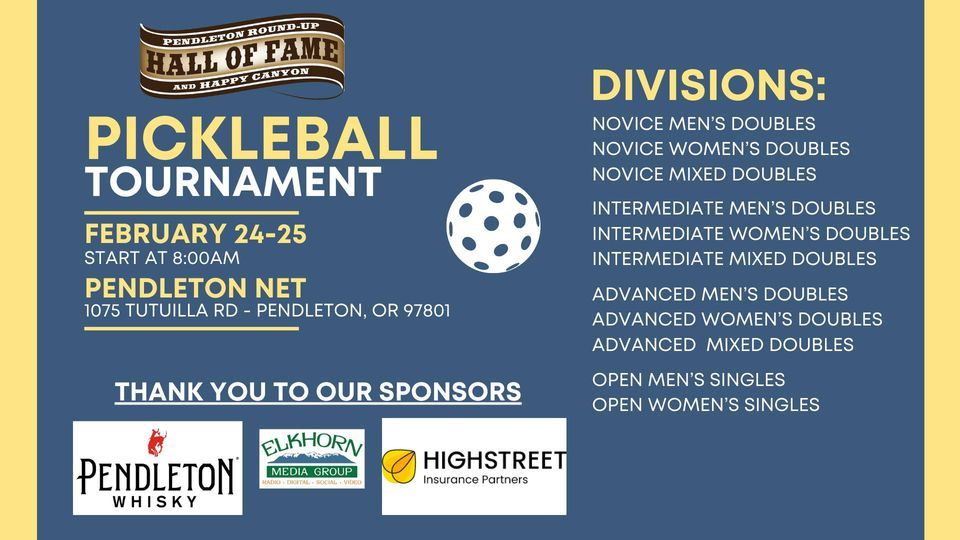 2024 Pickleball Tournament , North East Tennis Center - the NET, Pendleton, 24 February to 25 ...