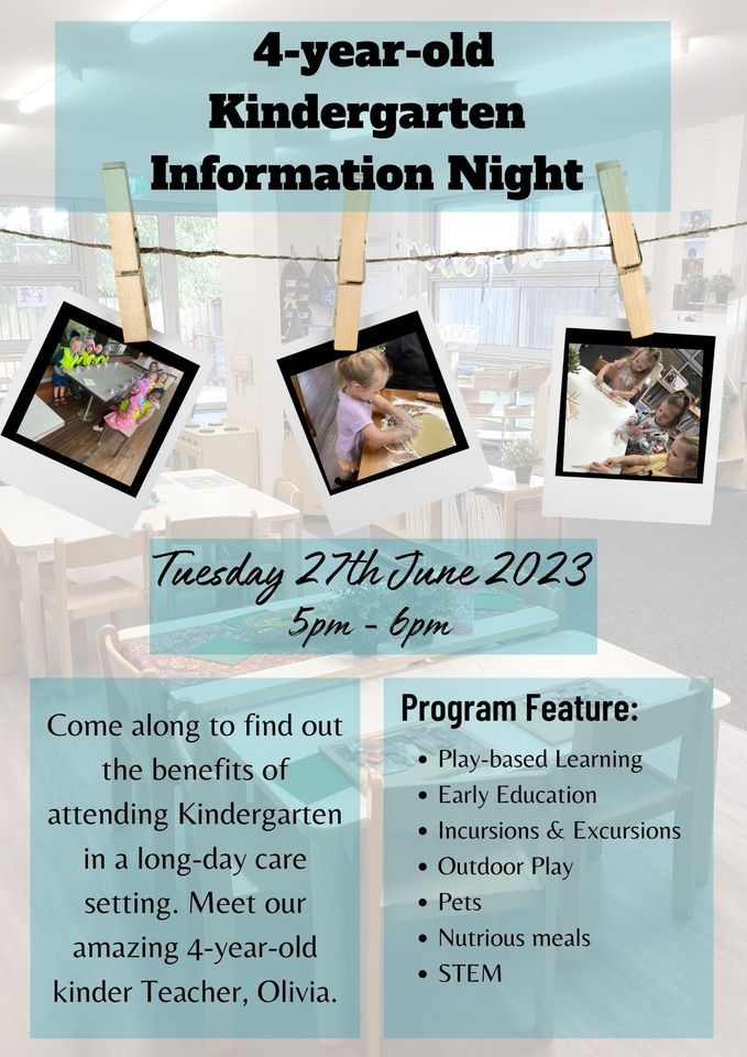 Kindergarten information evening for four year old kindergarten ...
