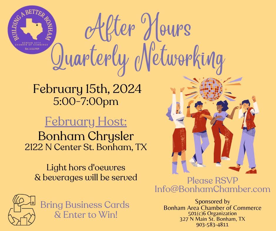 Quarterly After Hours Networking, Bonham Chrysler Dodge Jeep Ram, 15 ...