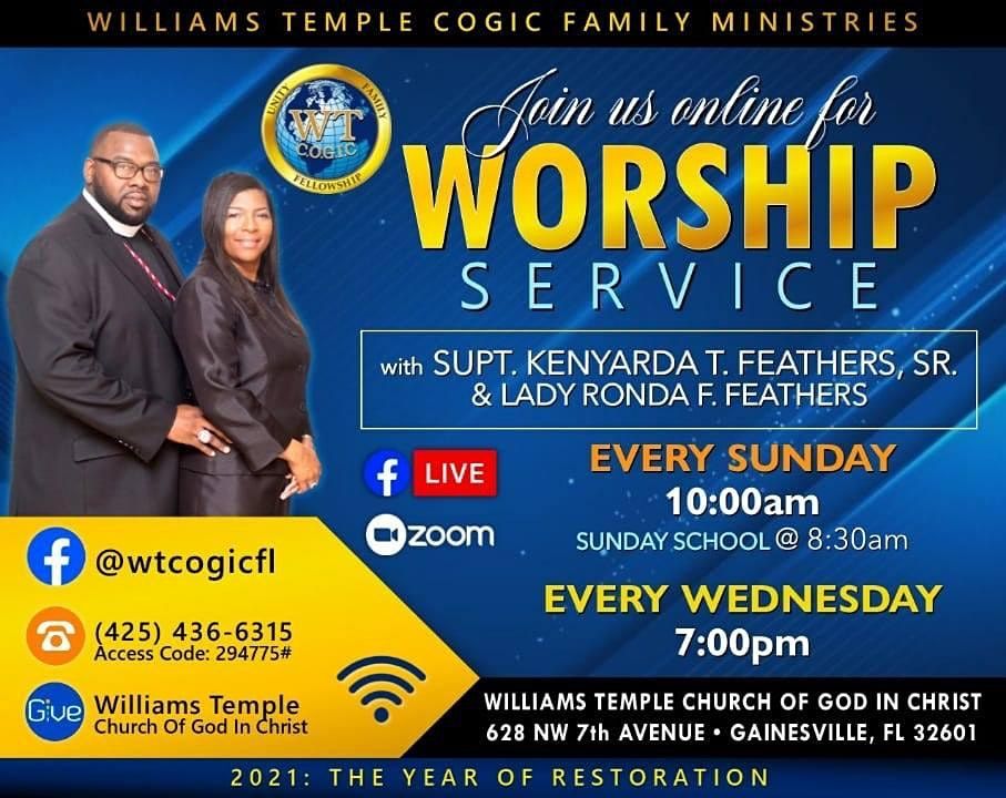 Williams Temple Sunday Service Registration, Williams Temple Church of God in Christ Family ...