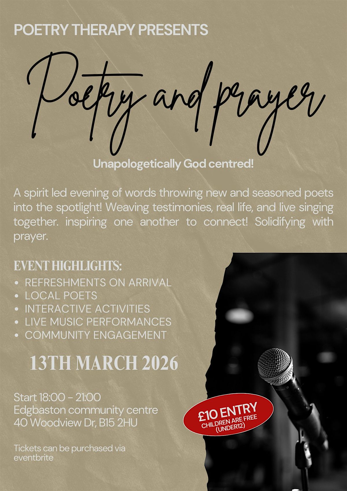Poetry Therapy presents an evening called Poetry and Prayer., Edgbaston ...
