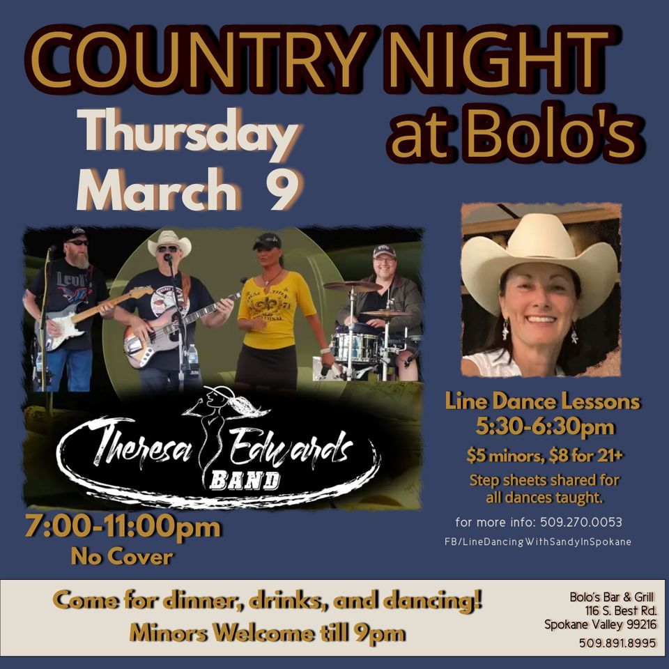 Line Dance Lesson then Dancing to the Theresa Edwards Band!!, Bolo's ...