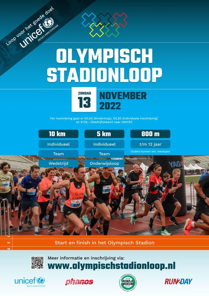 Olympisch Stadionloop voor UNICEF, Olympisch Stadion, 1076 Amsterdam, Nederland, 13 November 2022
