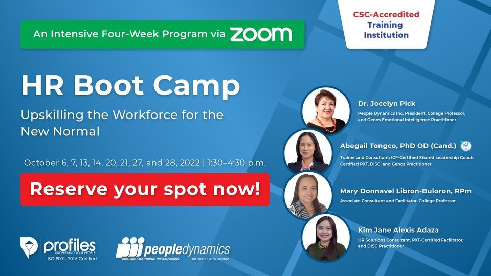 HR Boot Camp: Upskilling the Workforce for the New Normal, online, 6 October 2022