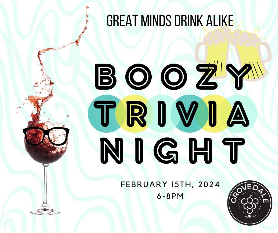 Great Minds Drink Alike- Boozy Trivia Night, Grovedale Winery ...