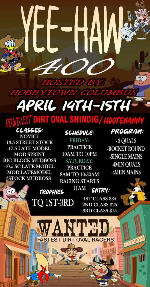 2023 YEE-HAWW 400 DIRT OVAL RC RACE @ HOBBYTOWN COLUMBUS, HobbyTown ...