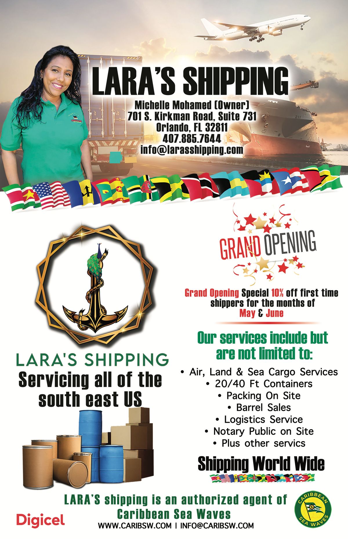 Laras Shipping Grand Opening, Lara's Shipping, Orlando, 8 May 2021