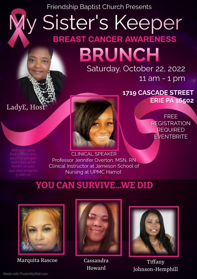 My Sisters Keeper Breast Cancer Awareness Brunch, Friendship Baptist ...
