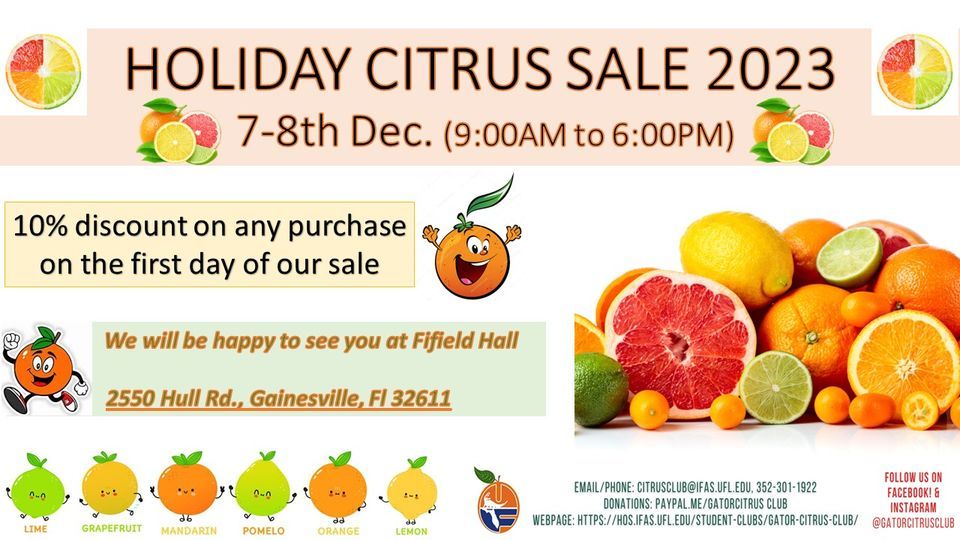Holiday Citrus Sale 2023, 2464 Hull Rd, Gainesville, FL 32611-2057 ...