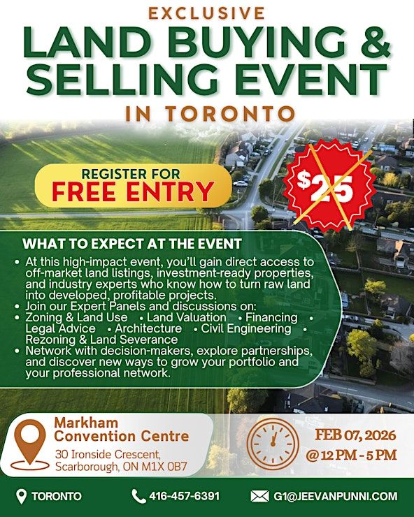 LAND BUYING AND SELLING EVENT - TORONTO 2026, Markham Convention Centre ...