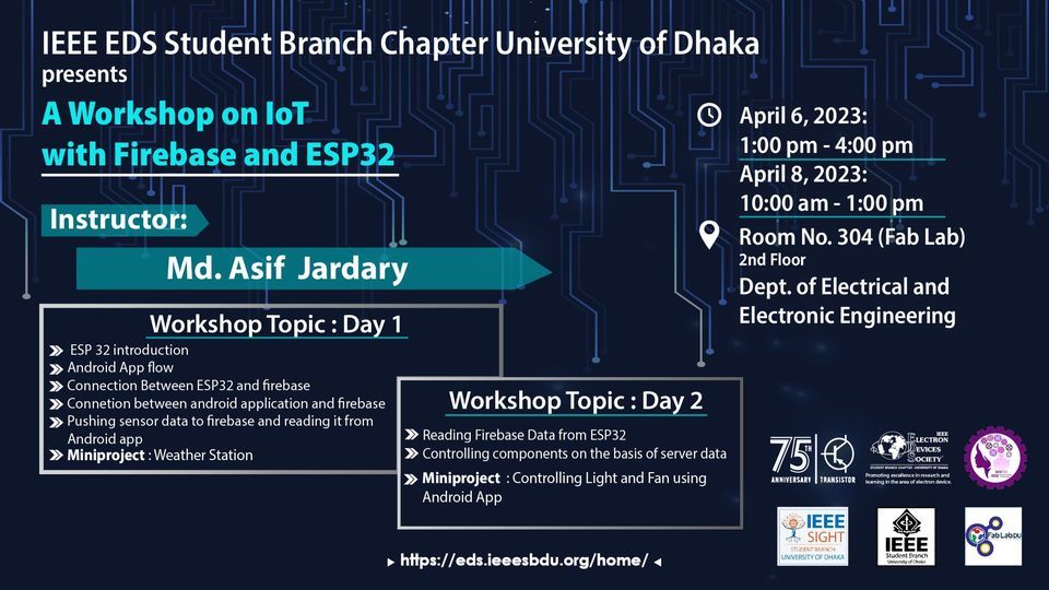 IoT with Firebase and Esp32, Fab Lab DU, Room No. 304, Department of Electrical and Electronic ...