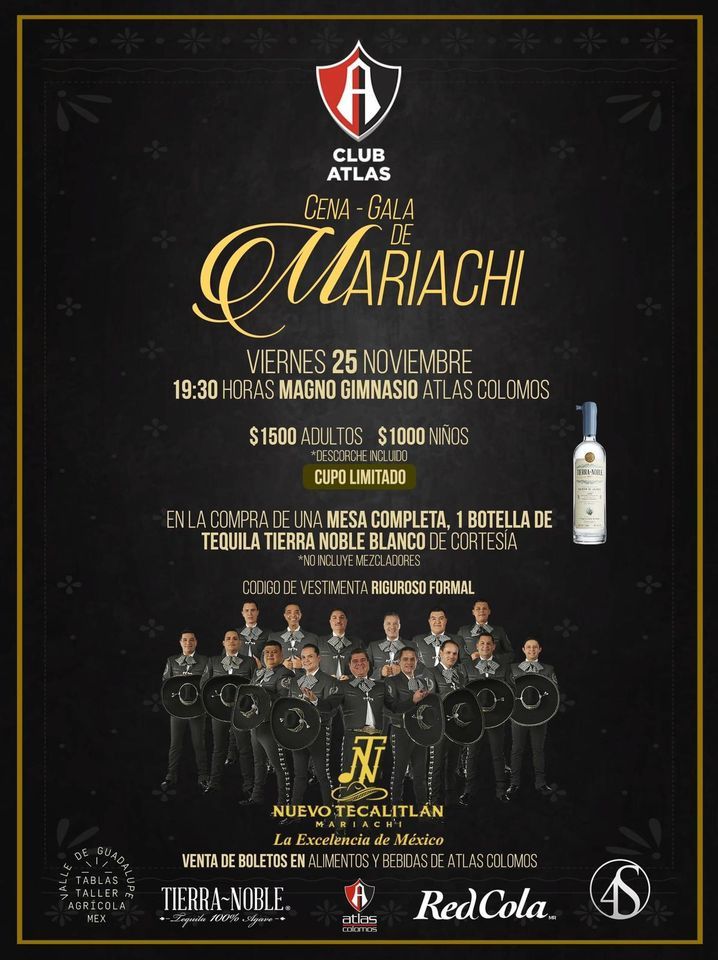 Gran Cena-Gala de mariachi Club Atlas, Atlas Colomos Ac, Guadalajara ...
