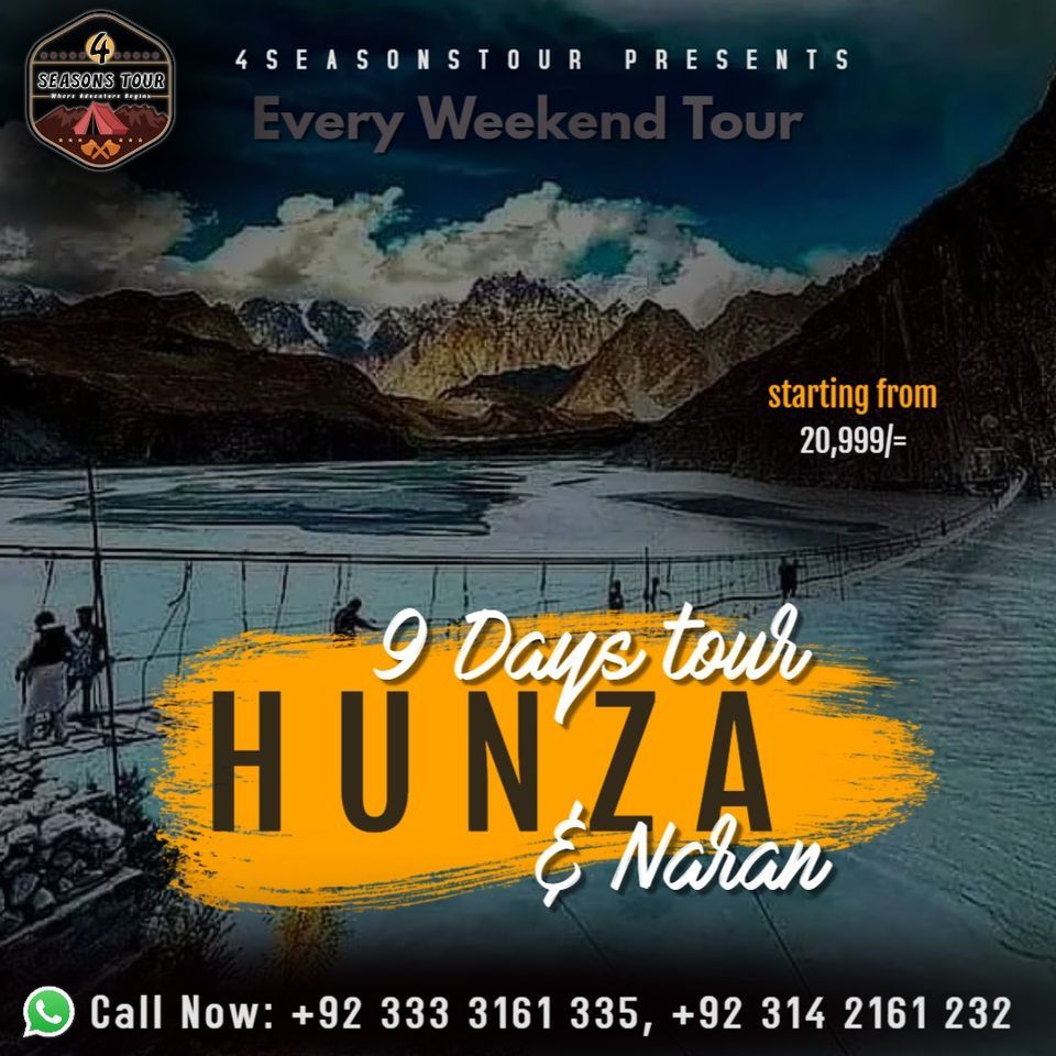 9 Days Standard tour to Hunza Valley with Naran, Kaghan, Attabad Lake ...