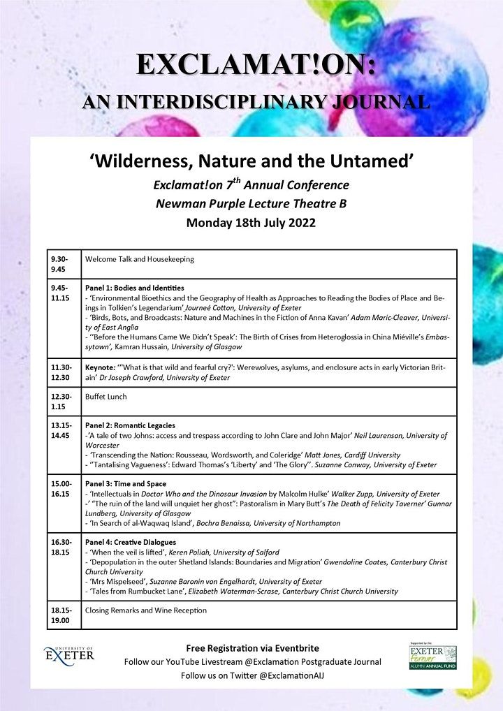 Wilderness, Nature and the Untamed Exclamat!on 7th Annual Conference ...