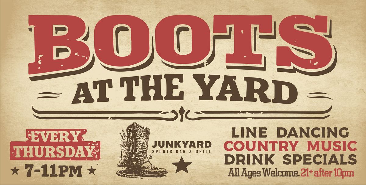 Boots at the Yard, Junkyard Sports Bar & Grill, Oceanside, 29 January ...