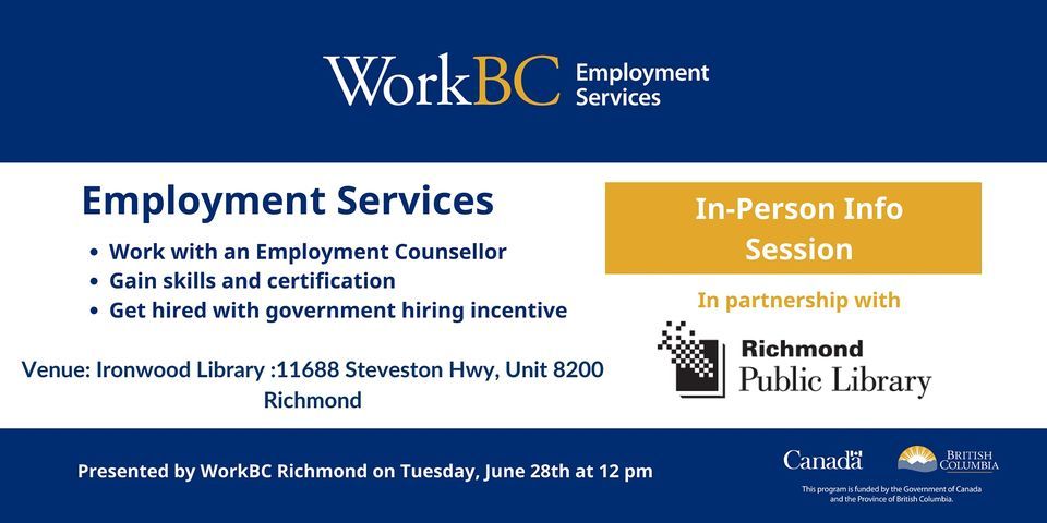 Info Session - WorkBC Centre Richmond & Richmond Public Library, 11688 ...