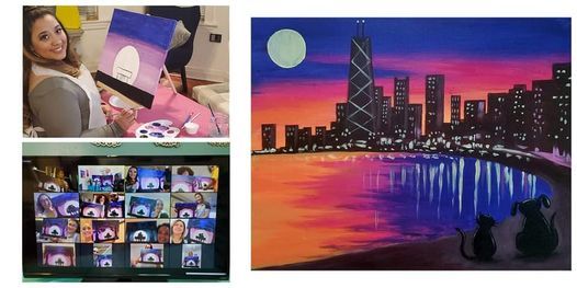 Live Virtual Painting Class "City Skyline", Chicago Sip & Paint, 23 ...