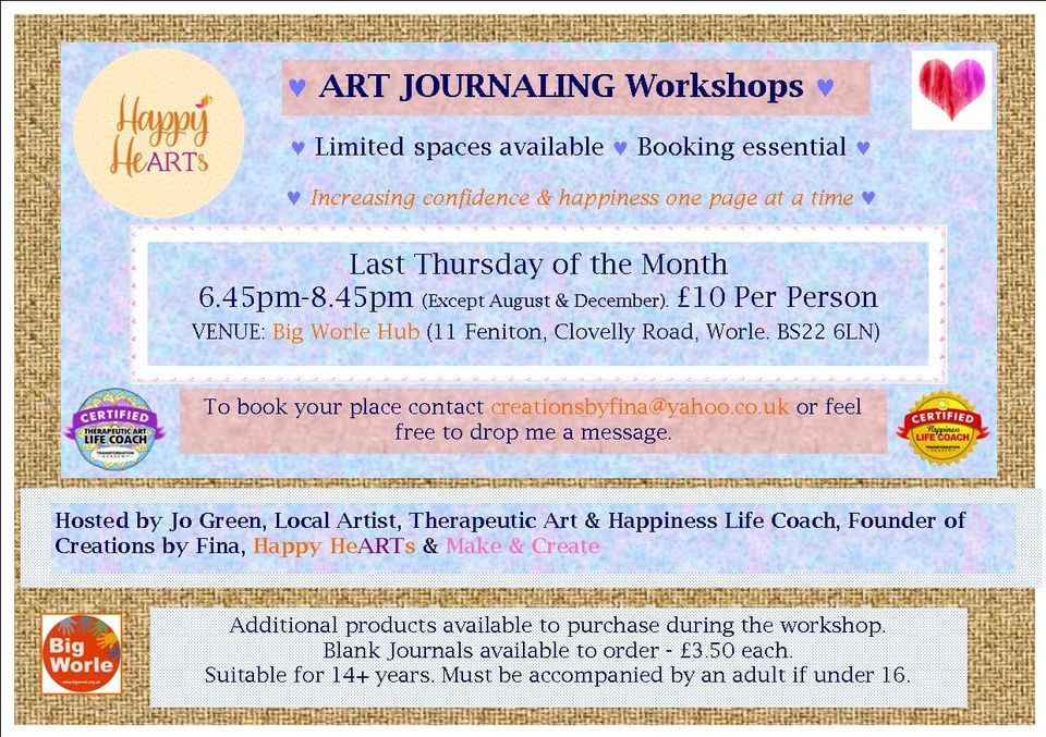 Happy HeARTs Together Art Journaling Workshops, Big Worle, Weston-super ...