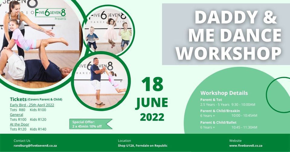 Daddy & Me Dance Workshop - 18 June 2022, Five6seven8 Dance Studio ...