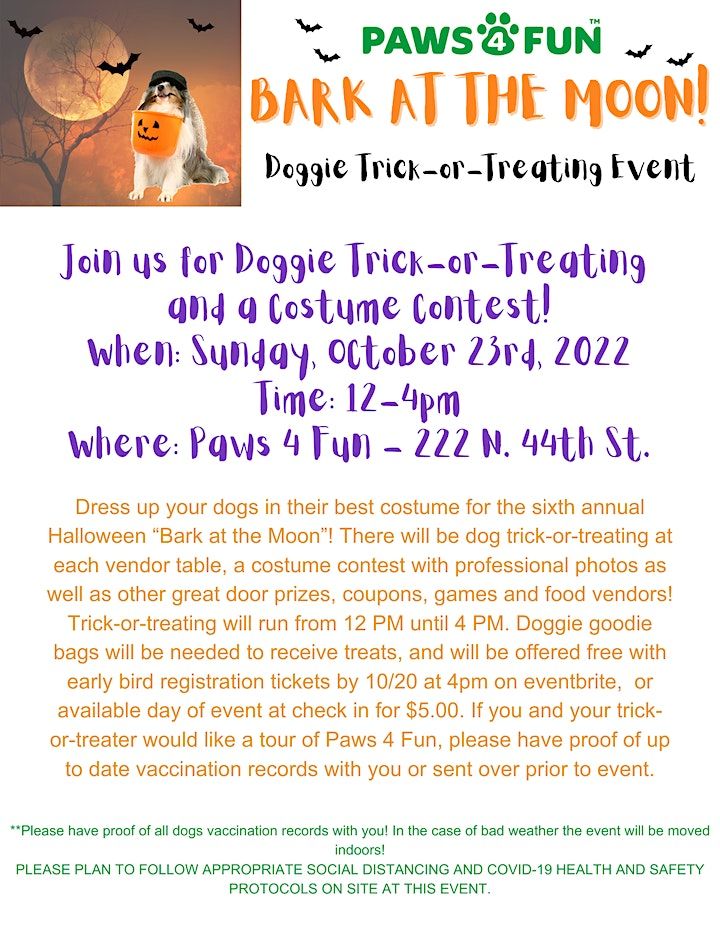 Bark at the Moon 6th Annual Doggie Trick-or-Treating Event!, Paws 4 Fun ...