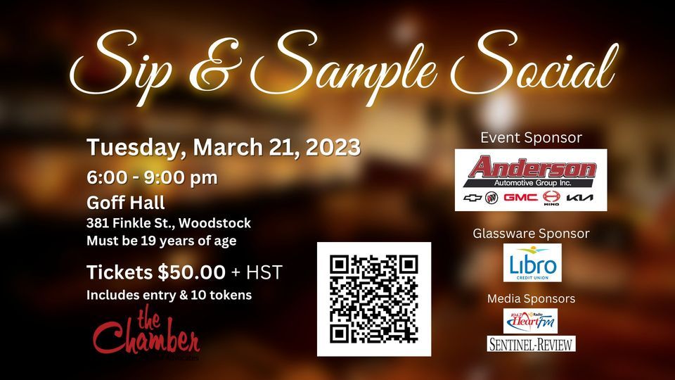 Sip & Sample Social, Goff Hall, Woodstock, 21 March 2023