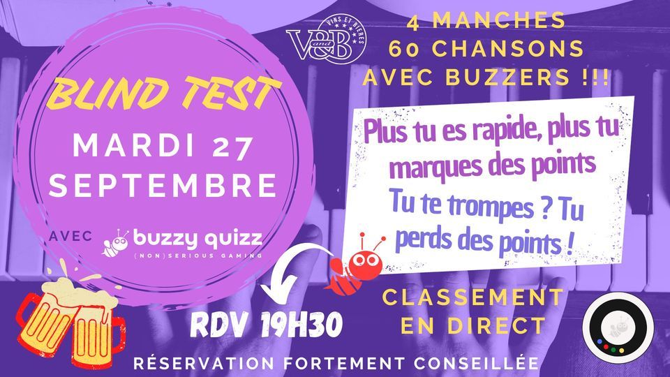 BLIND TEST 5eme EDITION, V and B Grenoble, Aix-les-bains, 27 September 2022