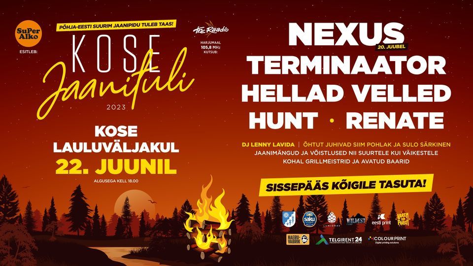 Kose Jaanituli 2023 [TASUTA]: Nexus 20, Terminaator, Hellad velled ...