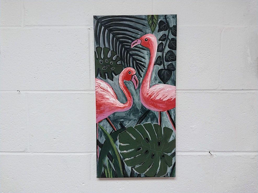 Pink Flamingos Acrylic Painting Class for Adults and Teens, Expressive ...