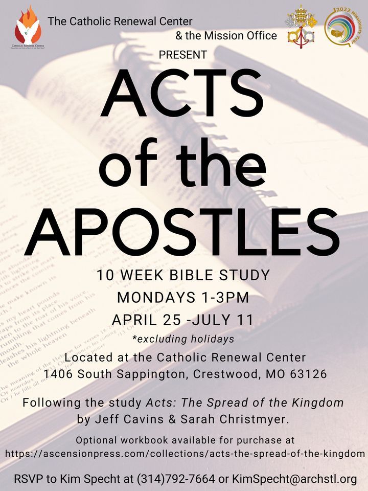 Acts of the Apostles Bible Study, Catholic Renewal Center Archdiocese ...