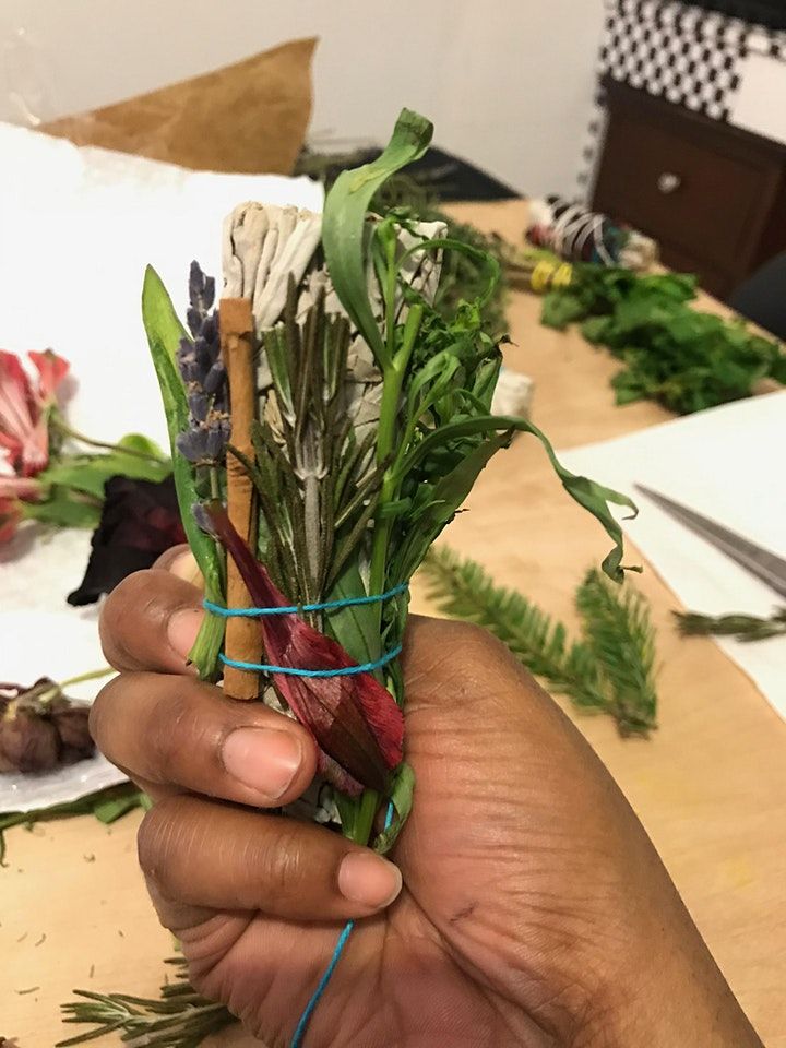 Wrapping Sage Bundles with fresh and dry herbs, Casa NerdDNA, Tulum, 18 ...