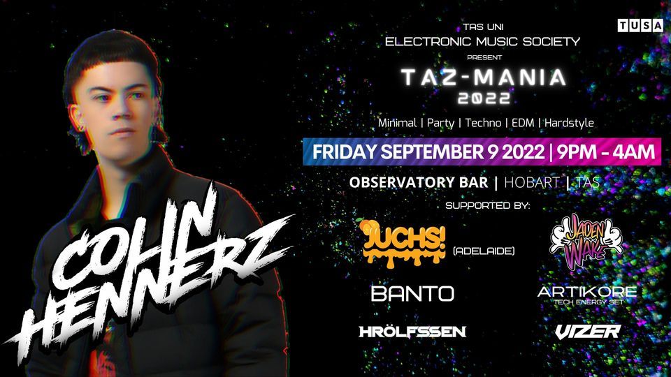 TAZ-MANIA 2022 feat. Colin Hennerz, Observatory Bar, Hobart, 9 ...