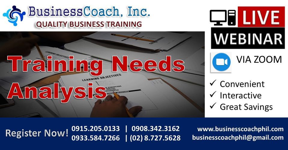 Webinar: Training Needs Analysis, online, 10 January 2024