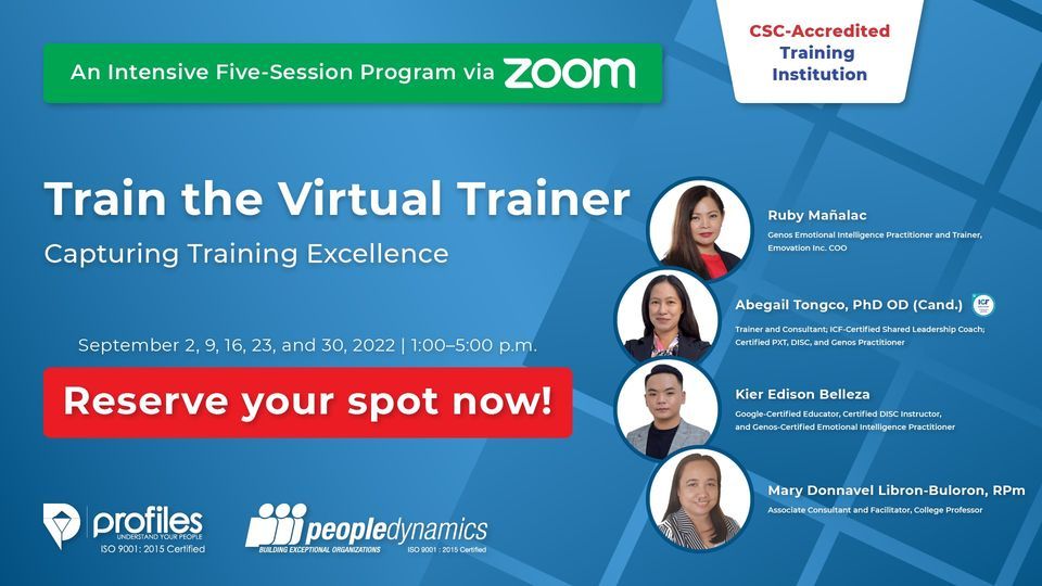 Train the Virtual Trainer: Capturing Training Excellence, online, 2 ...