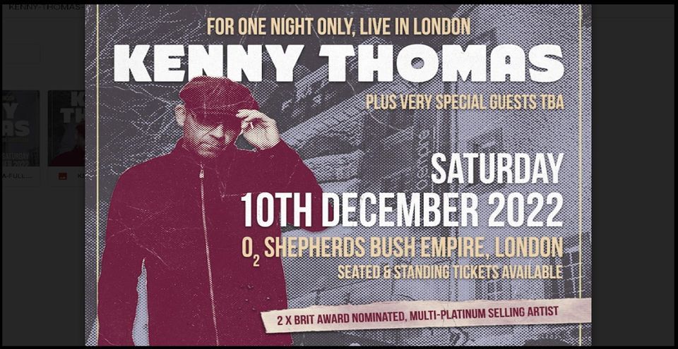 KENNY THOMAS live at O2 Shepherds Bush Empire London, Shepherd's Bush ...