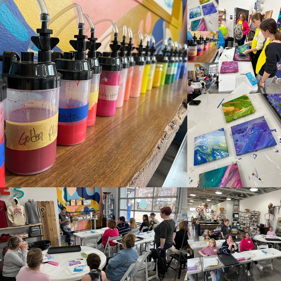 Fluid paint workshop with Jennifer Skiba , Oli + Meg, Bentonville, 13 ...