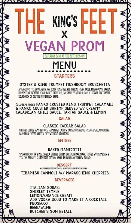 "A Night in the Enchanted Garden" Adult Prom, Kings Feet Menu 1 Night ...