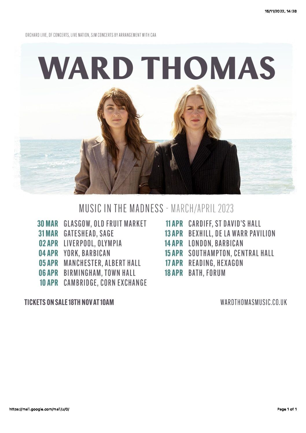 Ward Thomas at London Palladium, London Palladium, 23 September 2026