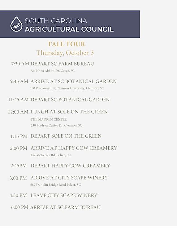 South Carolina Agricultural Council Fall Tour 2024, Farm Bureau ...