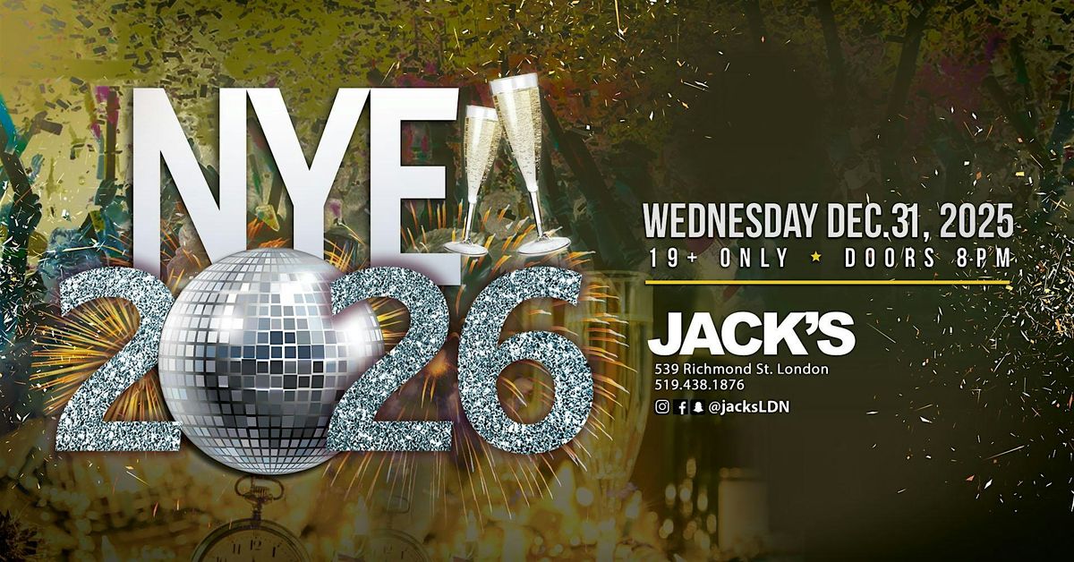 JACKS New Years Eve 2026, 539 Richmond St, London, 31 December to 1 January