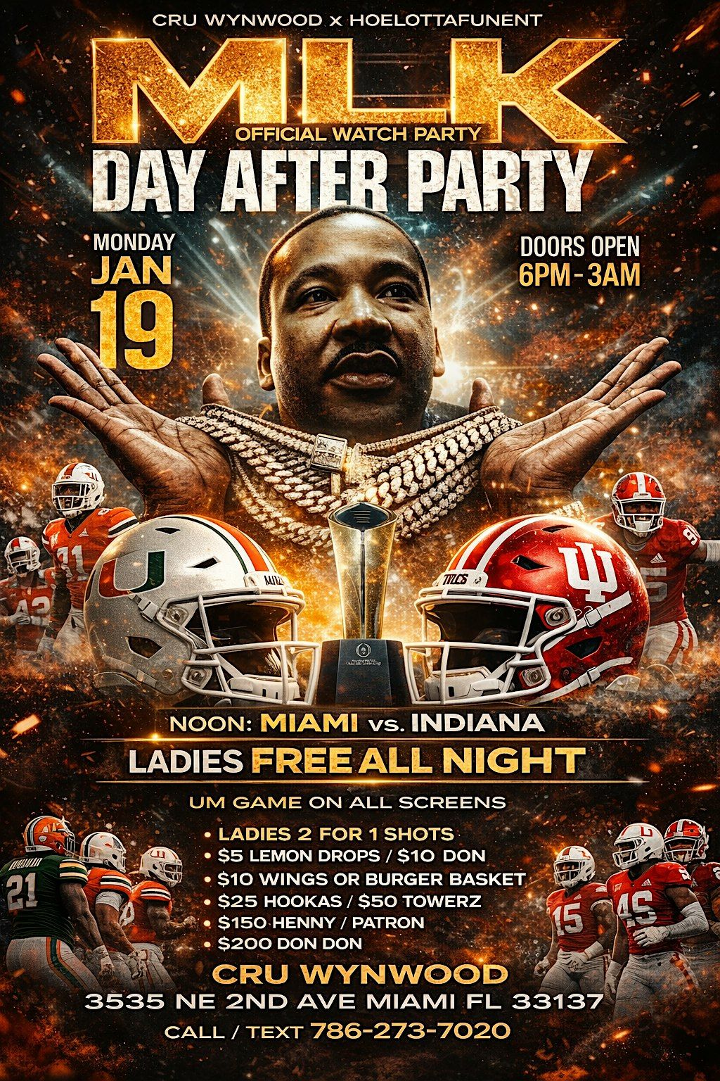 MLK Day University of Miami watch party, Cru Lounge Wynwood, Miami, 19 ...