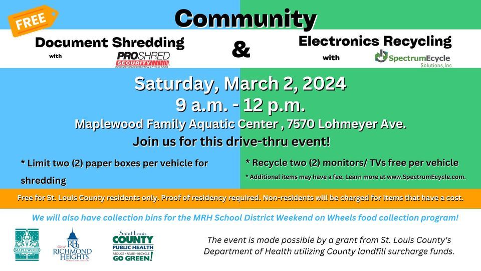 Community Shred & Electronics Recycling Drive!, Maplewood Family ...