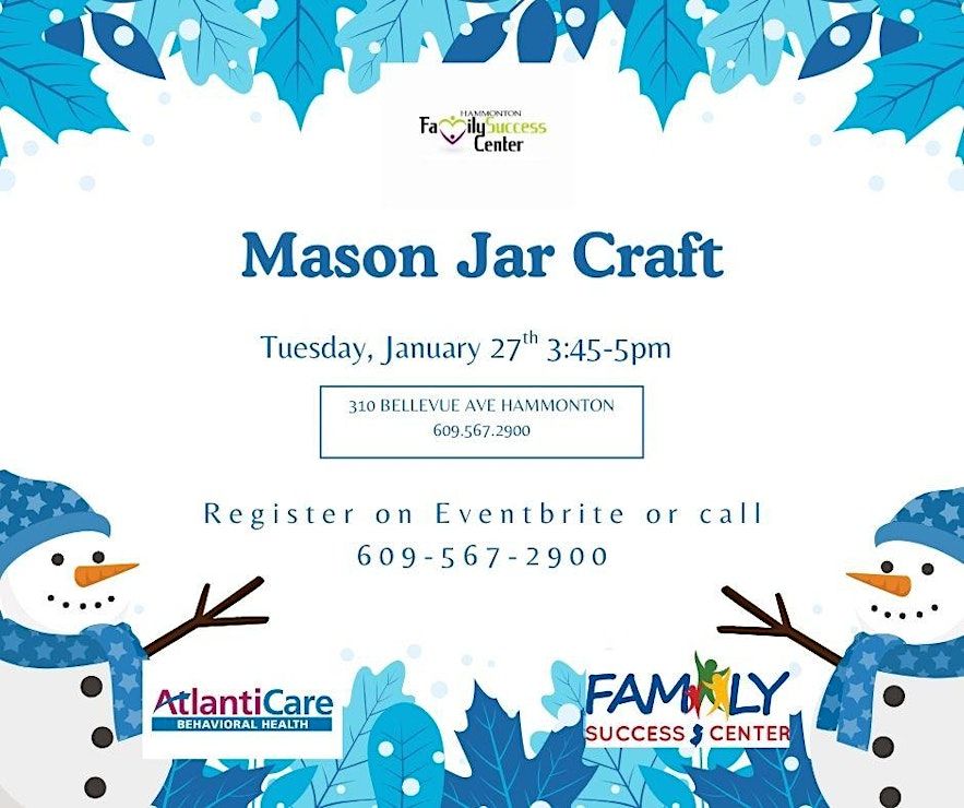 Mason Jar Craft, Hammonton Family Success Center, 27 January 2026