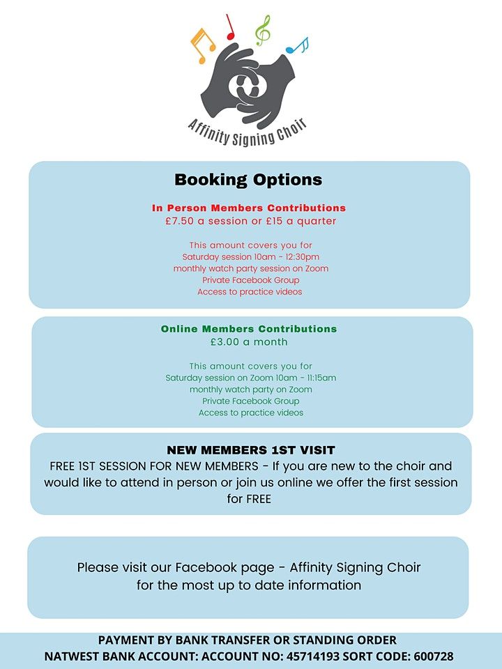 Affinity Signing Choir Practice Session April 2022 - see payment ...