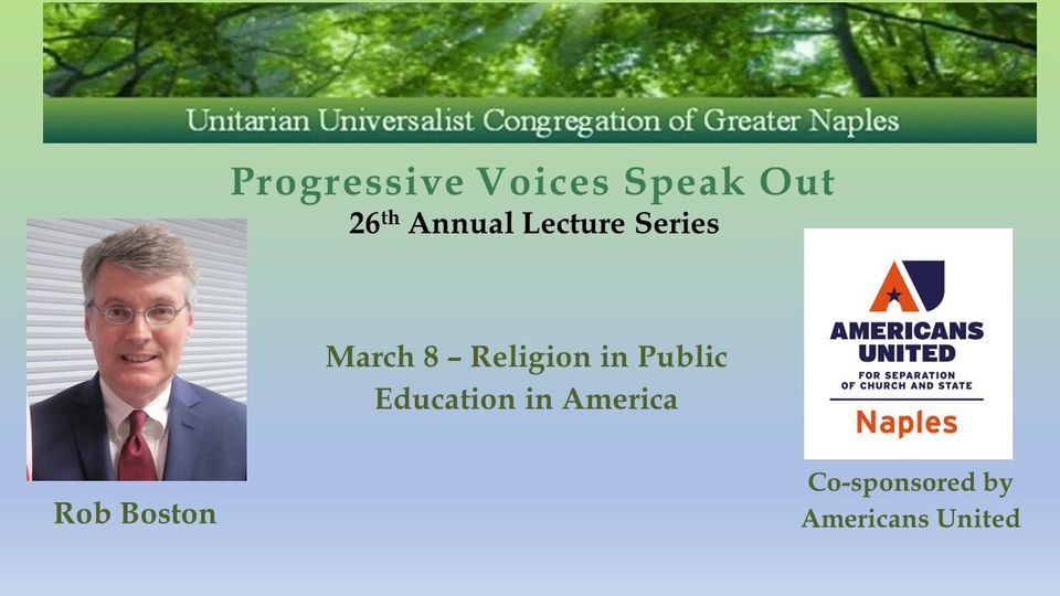 UUCGN & Progressive Voices Speak Out Presents: Religion in Public ...