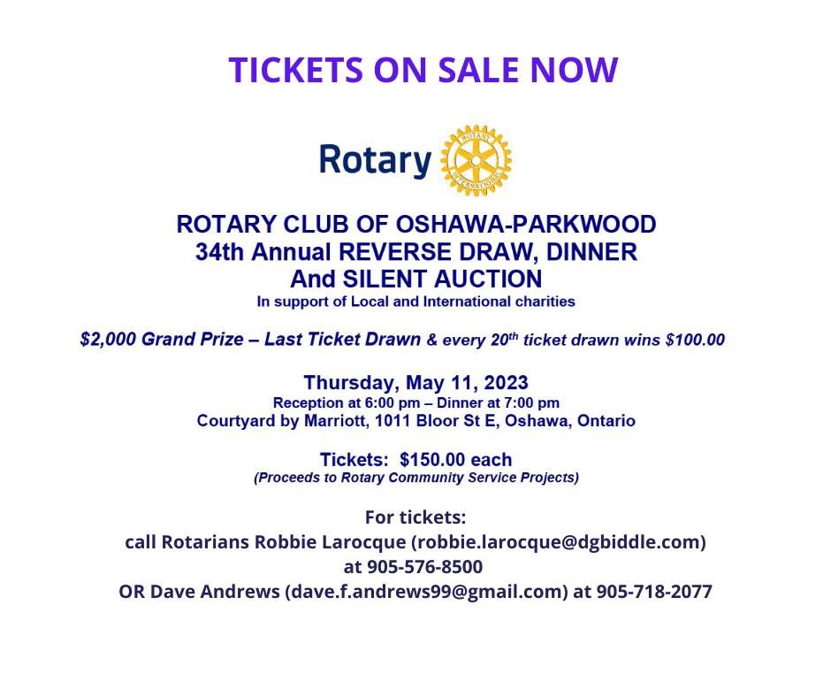 The 2023 Rotary Reverse Draw, Dinner & Silent Auction - tickets on Sale ...