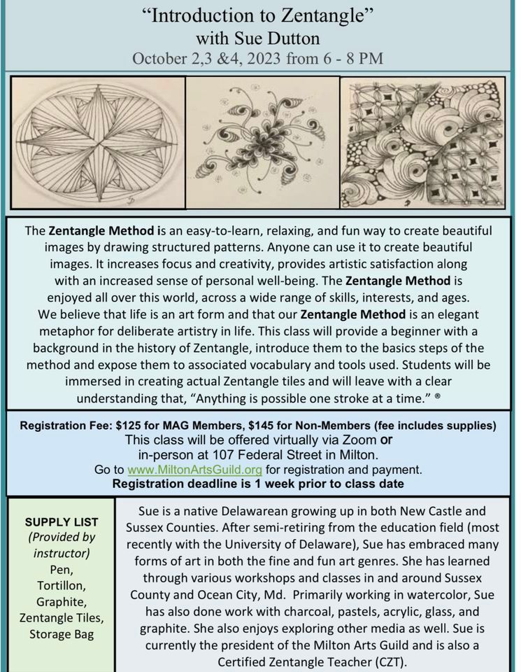 "Introduction to the Zentangle Method" with Certified Zentangle Teacher ...