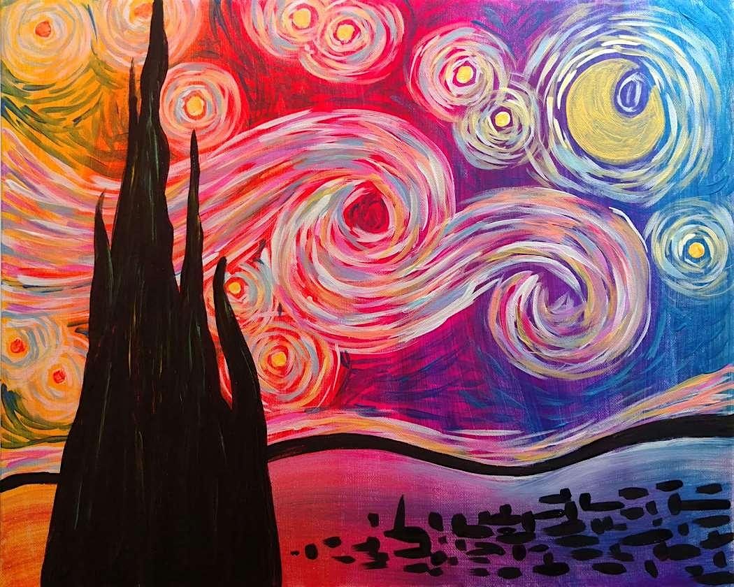 Black Light Sip and Paint Event - Psychedelic Starry Night- St. Charles ...